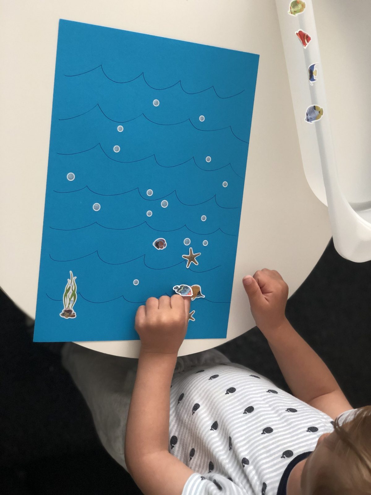 “Save the fishies” sticker activity – Happy Mommy Pose